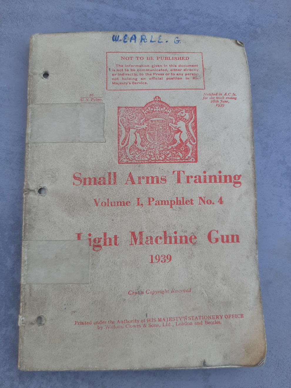 Manuel d’entraînement Small Arms Training - Light Machine Gun (1939 ...
